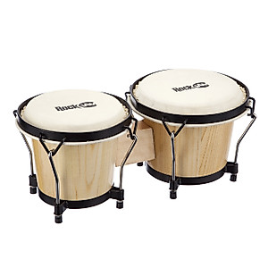 RockJam 7" and 8" Bongo Drum Set with Padded Bag and Tuning Key, Natural