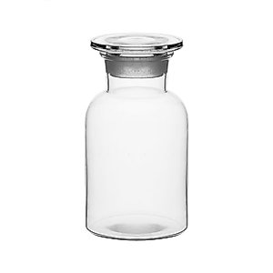 EISCO Reagent Bottle, 250ml - Wide Neck - Includes Tight Fitting Glass Stopper - Soda Glass Labs