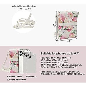 DE'EMILIA CONCEPT Small Crossbody Cell Phone Purse for Women, Watercolor Mini Messenger Shoulder Handbag Wallet with Credit Card Slots (Offwhite)