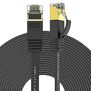 Ercielook Cat 6 Ethernet Cable 100 ft High Speed, Black Flat Internet Network Cable with Rj45 Connectors, Faster Than Cat5e Cat5