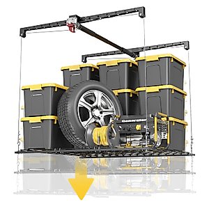KOKORACKER Overhead Garage Storage Rack, 4x4 Ft Garage Ceiling Storage Lift, Heavy-Duty Ceiling Mounted Garage Storage Lift System for Garage Organization, 250lbs Weight Capacity