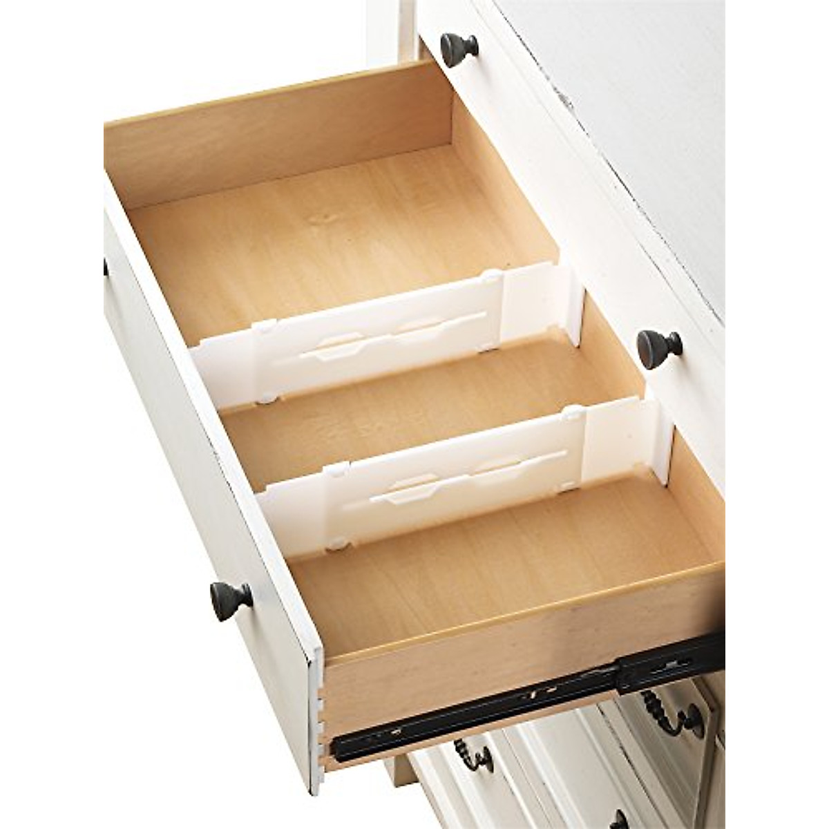 Whitmor Adjustable Organizers Drawer Dividers, Set of 2, White