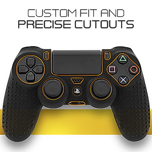 Fosmon PS4 Controller Skin with 8 Thumb Grips, Anti-Slip Silicone Grip Cover Protector Case Compatible with Sony PlayStation PS4 Slim/PRO 4 DualShock Controller (Black)