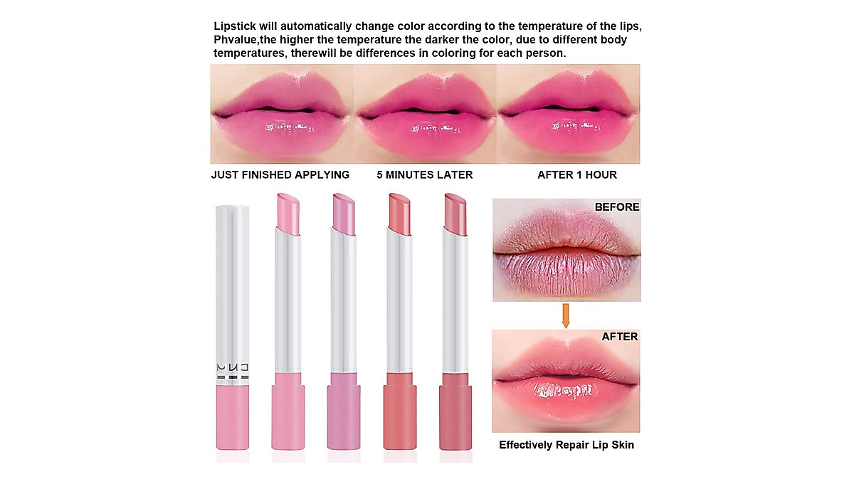 BINGBRUSH 4Pcs Color Changing Lipstick,Smoke Pipe PH Mood Long Lasting ...