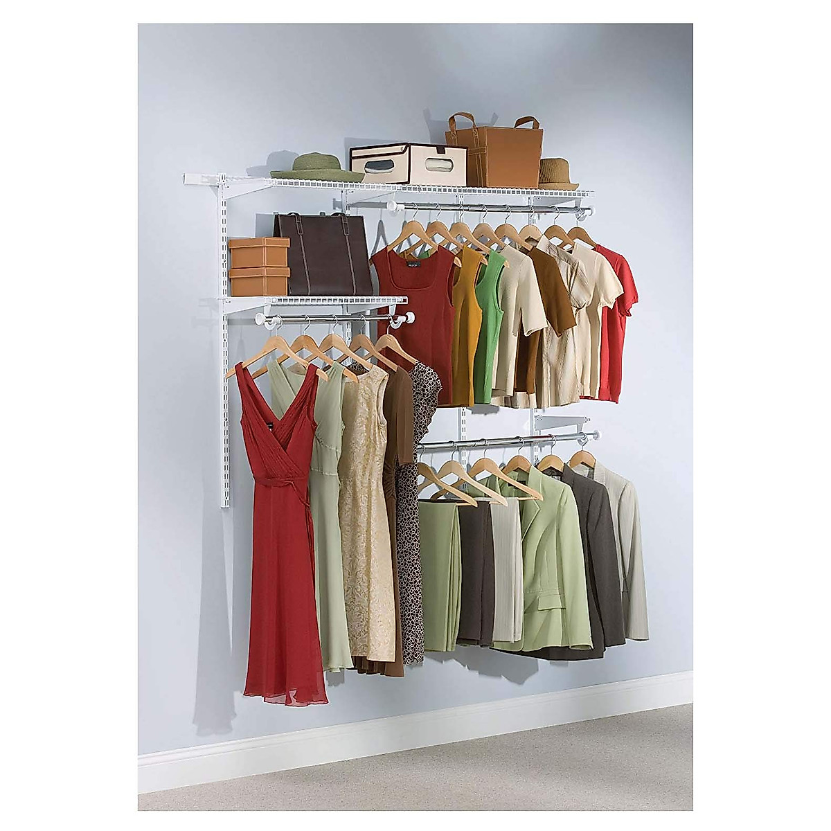 Rubbermaid Configurations Classic Closet Kit, White, 3-6 Ft., Wire Shelving Kit with Expandable Shelving and Telescoping Rods, Custom Closet Organization System, Easy Installation