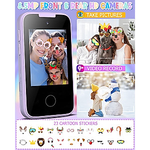 Kids Smart Phone Gifts for Girls 6-8 Year Old,Touchscreen Toy Cell Phone with Multi APPs 8G TF Card for Learning Play Christmas Birthday Gifts for Girls Age 3 4 5 6 7 8 9