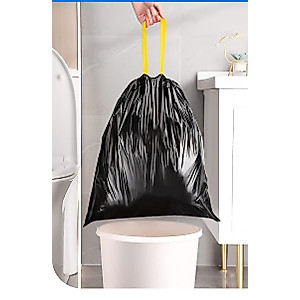 Premium Black Drawstring Trash Bags - 4 Gallon, Extra Strength, Odor-Free, Puncture-Resistant，Strong resilience-Available for home, travel, and office use