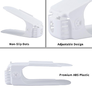 HOMOKUS Shoe Slots Organizer for Closet Organization, 20 Pack Adjustable Shoe Stacker Space Saver,Double Layer Shoe Rack Organizer Holder with 4 Different Height (White)