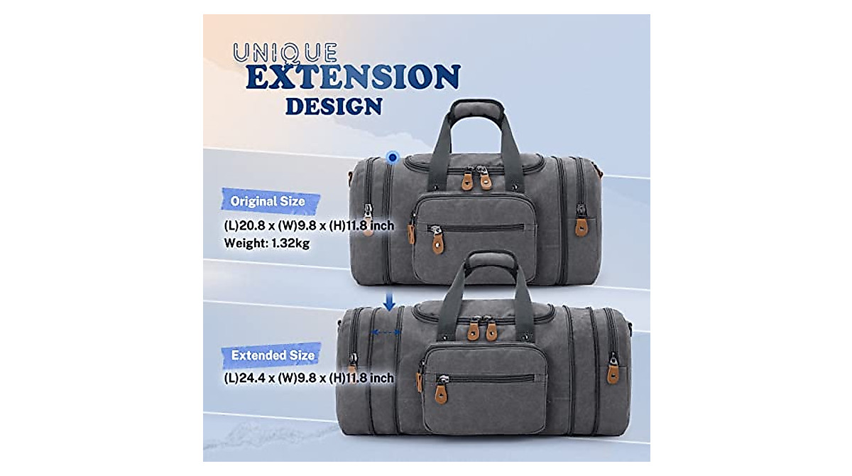Gonex Canvas Duffle Bag 50L Expandable Travel Bag for Men & Women