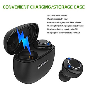 Cellet True Wireless Earbuds with Charging Case Compatible with All Bluetooth Enabled Device, Apple iPhone 12 Pro Max Mini 11 X XR XS Galaxy S21 20 S10 Note 20 10 9 Google Pixel Moto Nokia LG -Black