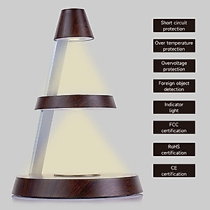 Bedside Lamp with Wireless Charging Station, Touch Control Desk Lamp, Stepless Dimming, 15W Wireless Charger Station for iPhone/Air Pods/Apple Watch, Ideal Gift for Home or Office (Wood Grain)