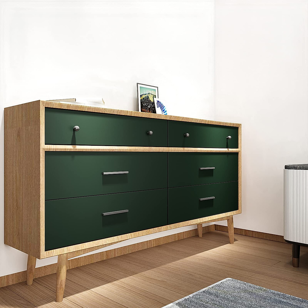 VEELIKE 15.7''x118'' Dark Green Peel and Stick Wallpaper Self Adhesive Solid Green Contact Paper Waterproof Decorative Vinyl Film for Walls Countertops Cabinets Shelf Drawer Liners Bedroom Kitchen