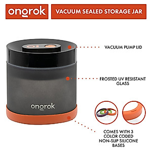 ONGROK Glass Storage Jar (400ml/1oz) with Vacuum Pump Technology, Air Proof Containers to Preserve Smell and Aroma (400ml)
