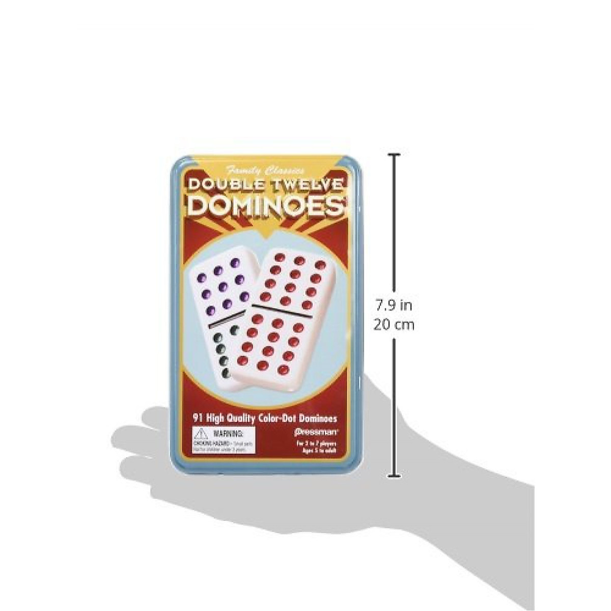 Pressman Double 12 Color Dot Dominos in A Tin, 5"