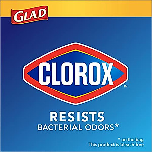 Glad Medium Drawstring Trash Bags with Clorox, 8 Gallon, Lemon Fresh Bleach Scent, 26 Count