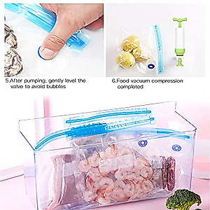 20 PCS Reusable Vacuum Food Sealer Bags, Sous Vide Bags, Plastic Freezer Bags, Kitchen Food Storage Bags with Handheld Pump(10 medium + 10 large)