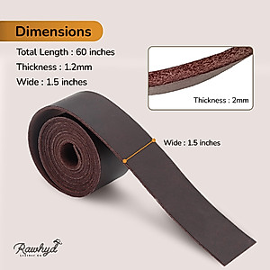 Leather Strap - Full Grain Buffalo Leather Strips for Crafts – Brown Leather Straps Ideal for Arts and Crafts, Tooling, Jewelry, DIY Home Decor, & More - Durable Tooling Leather Strip (1.5" x 60")