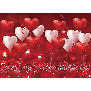 Red Hearts Balloons Love Valentine's Day Theme Photography Backdrops 7x5ft Wedding Anniversary Wedding Bridal Shower Mother's Day Photo Background Couple Studio Portrait Pictures Shoot Props Vinyl