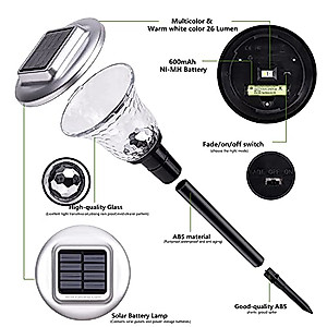 Solar Lights Outdoor Garden,Solar Pathway Lights, Solar Garden Lights Auto RGB Color Changing & Warm White Glass Landscape Lights,Garden Lights Solar Powered Waterproof for Lawn Driveway(Set of 8)