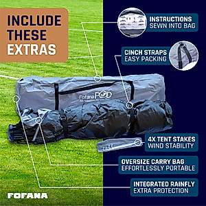 FOFANA All Pop Up Sports Pod - Weather Proof Pod - Largest Pop Up Sports Pods for Rain Wind Cold - Fits Family of 4 - Sports Tent Pop Up Shelter Bubble Tent Clear and Mesh Windows Pop Up Sports Tent