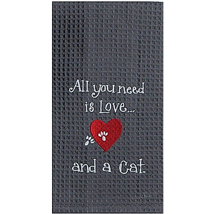 Kay Dee Designs Meow Cat Love Embroidered Waffle Towel