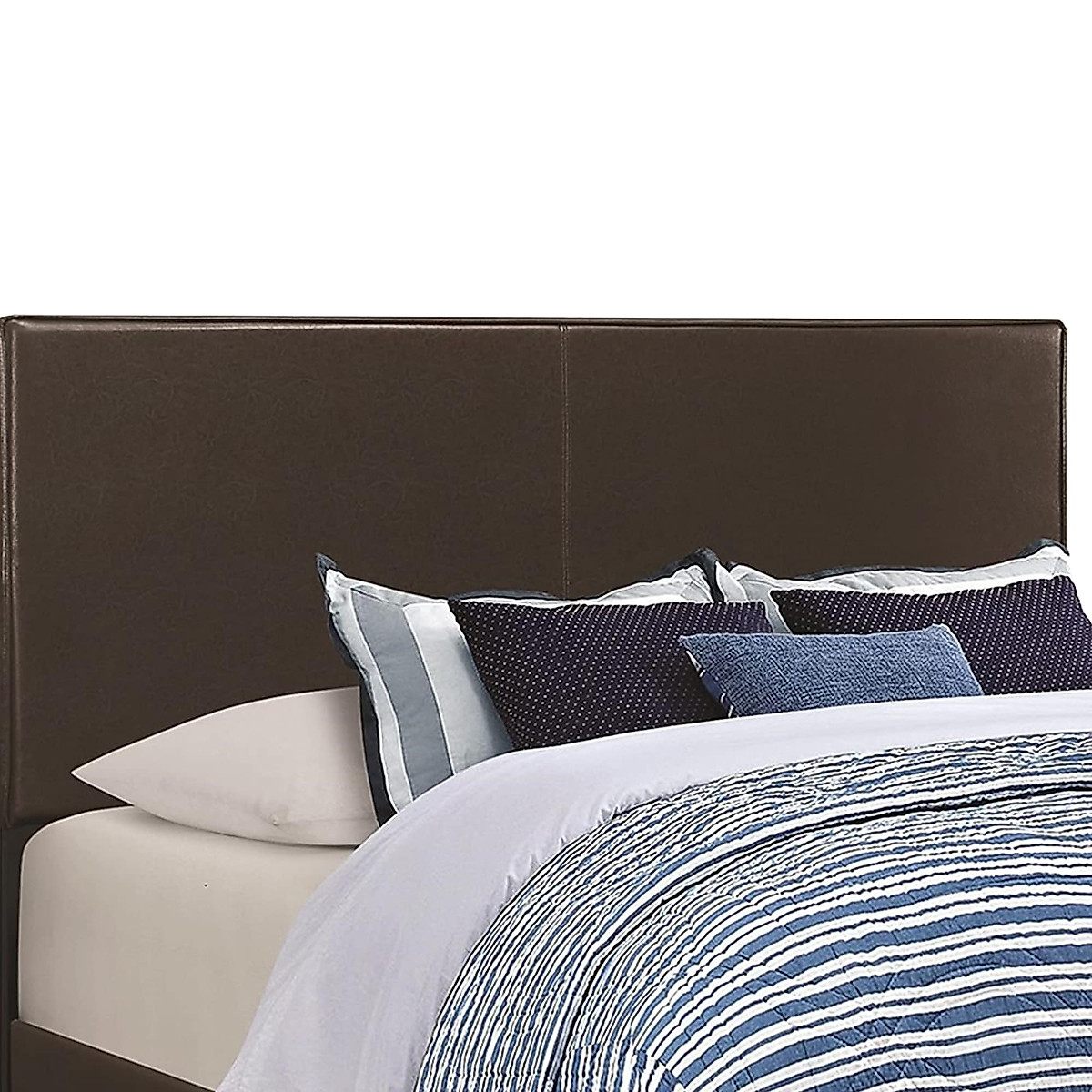 Benjara Leather Upholstered California King Size Platform Bed, Brown