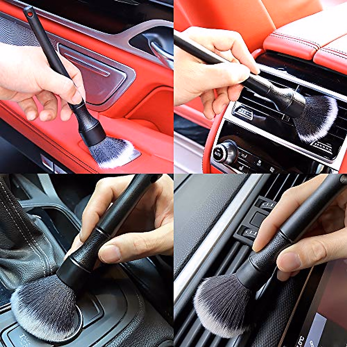 eFuncar Car Detailing Brush Kit - Auto Detail Brush Set Interior Exterior No Scratch Microfiber Detailing Supplies for Cleaning Air Vent Engine Bay Dashboard Seat Wheel(2 Pack)