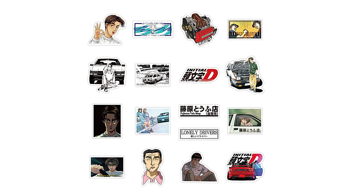Initial D Anime Stickers Pack | Waterproof Laptop & Skateboard Decals