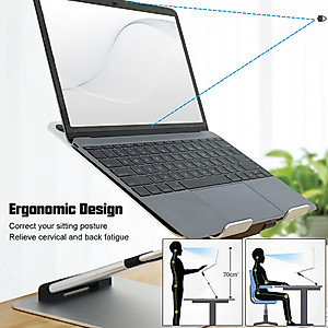 Winunite Silver Adjustable Laptop Stand for Desk Compatible with MacBook Laptops 10 15 17 inches Ergonomic Sit to Stand Portable Laptop Holder Convertor Fits for All Laptops Tablets 11-17"