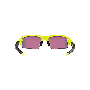 Oakley Men's OO9271 Flak 2.0 Low Bridge Fit Rectangular Sunglasses, Neon Yellow/Prizm Road, 61 mm