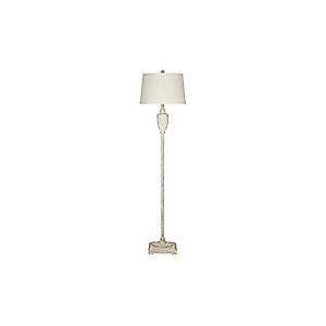 Catalina 22798-000 Rustic Farmhouse Faux Wood Urn Floor Lamp, 59", Distressed White