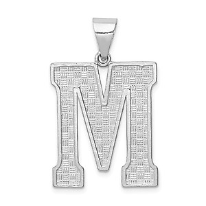 Solid 925 Sterling Silver Initial Letter M Alphabet Charm Pendant 35mm