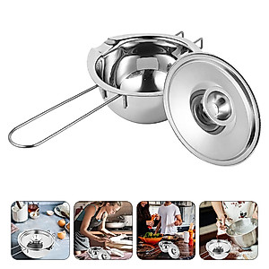 Hemoton Coffee Warmer Butter Warmer with Handle Mini Turkish Coffee Maker Stainless Steel Melting Pot with Lid Pan Saucepan Kitchen Cookware Cooking Accessories 14cm Turkish Coffee Pot