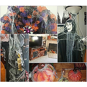 AOSTAR Halloween Stretch Spider Webs Indoor & Outdoor Spooky Spider Webbing with 50 Fake Spiders for Halloween Decorations
