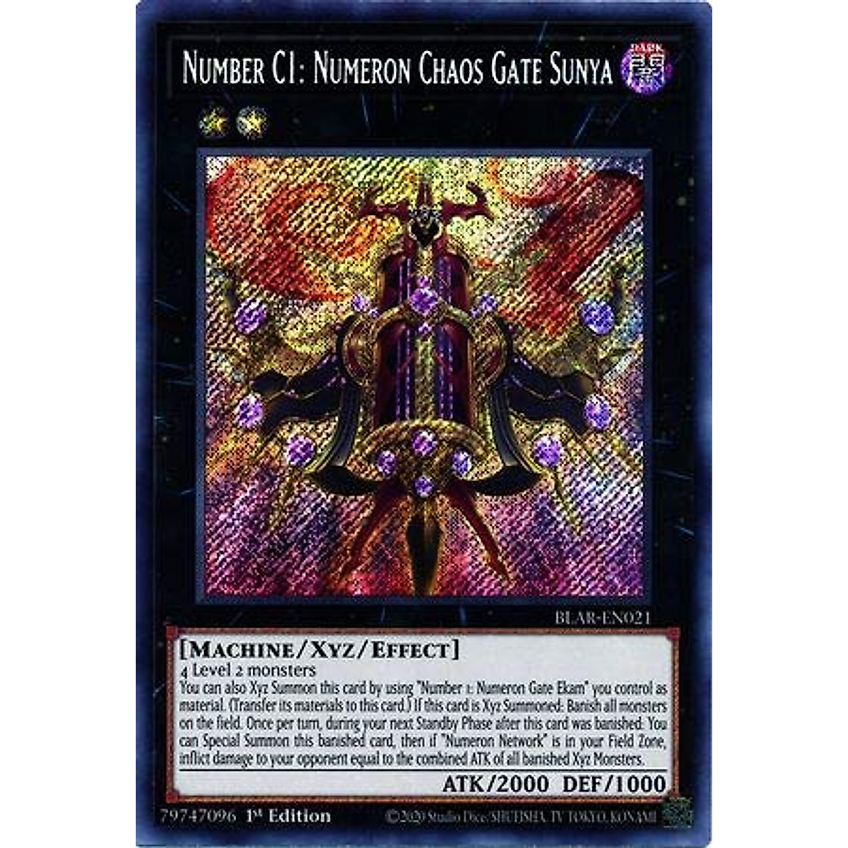 Numeron Chaos Gate Sunya - BLAR-EN021 - Secret Rare - 1st Edition.