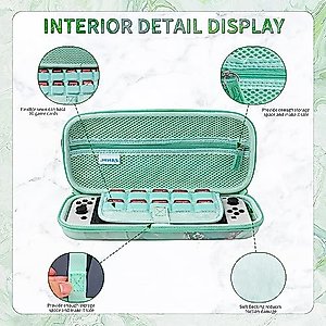 HYPERCASE Green Marble Carrying Case Compatible with Nintendo Switch/OLED, Shockproof Hard Protective Cover Case with 10 Game Card Slots, Portable Travel Bag for Switch Console Joycon & Accessories.