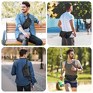 ProCase Fanny Pack Waist Packs for Men Women, Waist Bag Hip Pack for Travel Hiking Running Outdoor Sports -Black, M