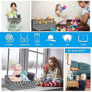 Homyfort Closet Storage Bins, Fabric Organizer Baskets with handles, Trapezoid Storage boxes for Organizing, Organization Baskets for Shelf, Clothes, Toys, Baby, Office Supplies, Nursery, Cabinet, Books (3-Pack, Grey)