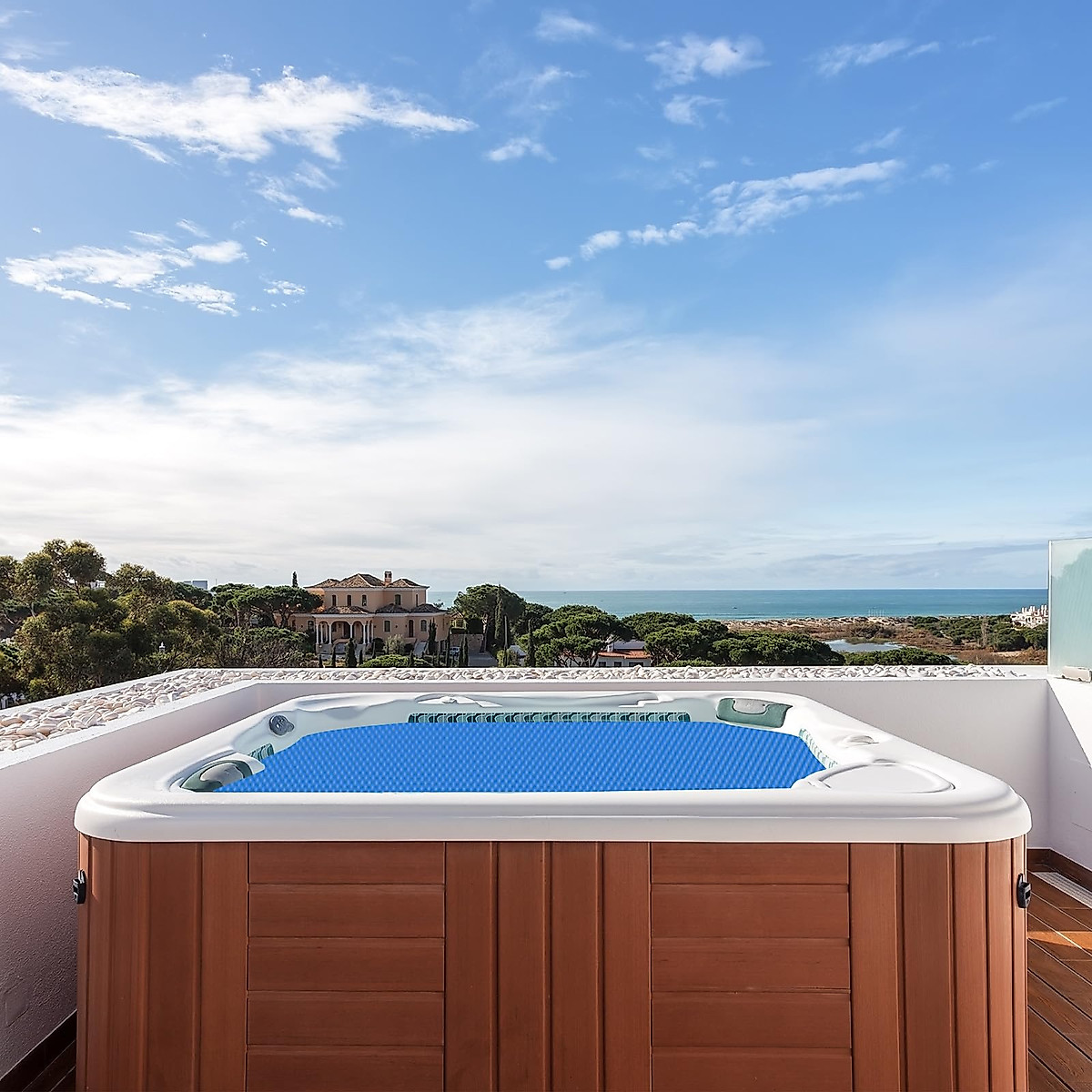 BigXwell Hot Tub Cover Solar Pool Cover, 16-mil 6 x 6 Foot Square Solar Pool Heater Heavy-Duty Heat Retaining Solar Blanket Cover for Spa Hot Tub