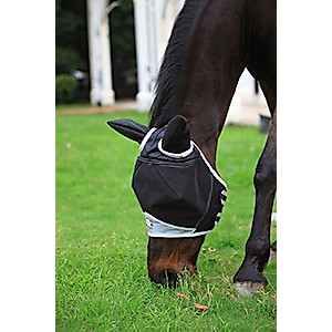 T TEKE Fine Mesh Horse Fly Mask UV Blocking, 3D Eye Visor with Extra Fleece Cushioned Forehead, Protection from Insect Pests