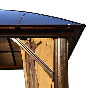 ALEKO Hardtop Gazebo with Removable Mesh Walls and Curtains | 12 x 12 Feet | Brown | GZBHR02