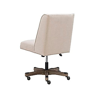 Linon Natural Linen Upholstered Swivel Wooden Base Clayton Office Chair