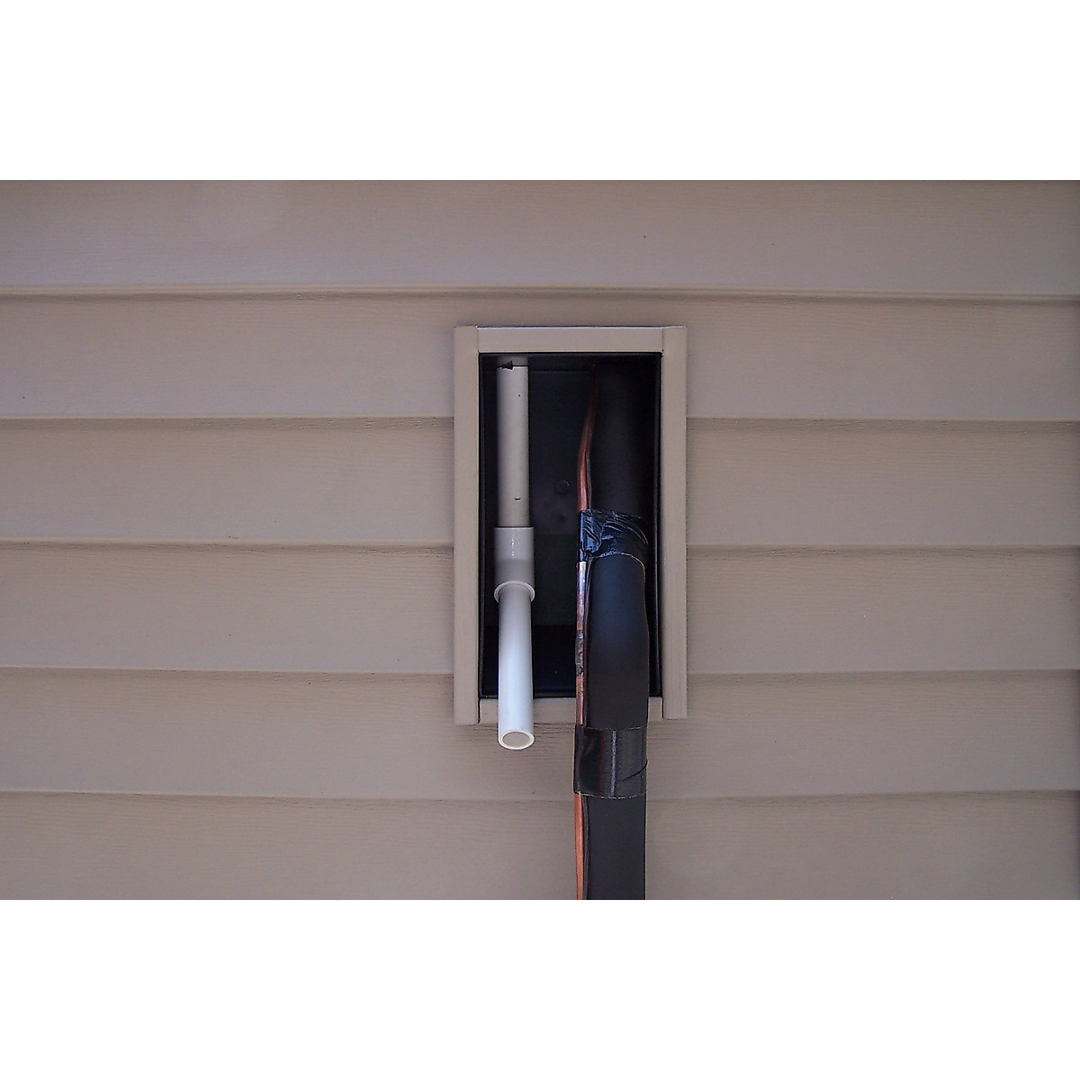 Black Line Set Rough In Box HVAC Contractors Termination Point for Line Set Condensation Drain & Low Voltage Wire