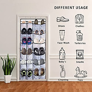 VEEBELL Over The Door Shoe Organizers 18 Mesh Pockets Hanging Shoe Organizer Shoe Holder Rack For Closet Bedroom Bathroom Pantry Shoe Holder Over Door Organizer, Men, Women, Kids Shoes (1 Pack)