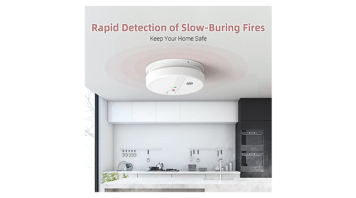 Interconnected Smoke Detector with 9V Battery Backup
