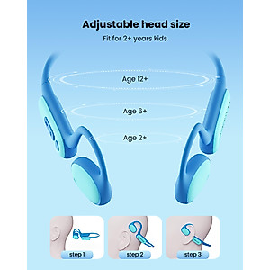 Hinersound Kids Bluetooth Headphones Open Ear Air Conduction,70/85/94dB Volume Control Ultra-Light Wireless Sport Kids Earbuds for Children Travel/Running/Cycling