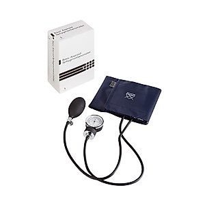 McKesson Basic Pocket Aneroid Sphygmomanometer - Blood Pressure Gauge and Cuff, 2 Tubes, for Adults, Navy Blue - Large Cuff, 23 cm to 40 cm, 21.6 in Long Tubes, 1 Count