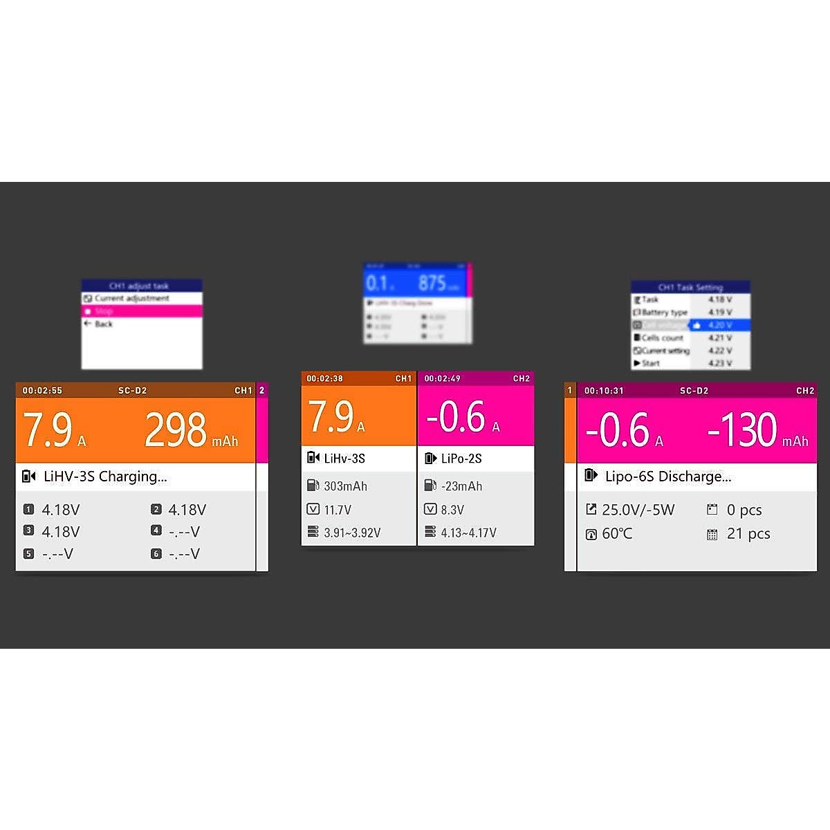 ISDT D2 Mark 2 LiPo Battery Balance Charger Duo Discharger Dual 200W 12A2 AC Dual Channel Output 1-6S Li-ion Life NiCd NiMH LiHV PB Smart Battery