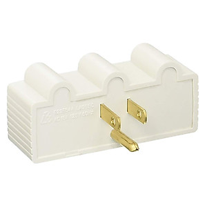 Cmple 3-Outlet Extender, Power Outlet Splitter, 3 Prong, Indoor Grounded Adapter - White (2 Pack)