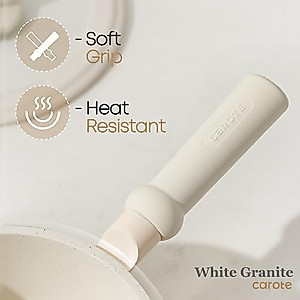 CAROTE Pots and Pans Set Nonstick Cookware Sets 10 Pcs Induction Cooking Set Dishwasher Safe Cookware w/Frying Pans & Saucepans PFOS PFOA Free(Cream Granite)